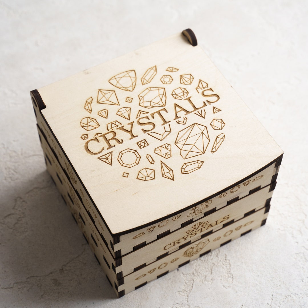 Crystal Box With Lid, Jewelry Collection Box Adjustable, Pine Wood ...