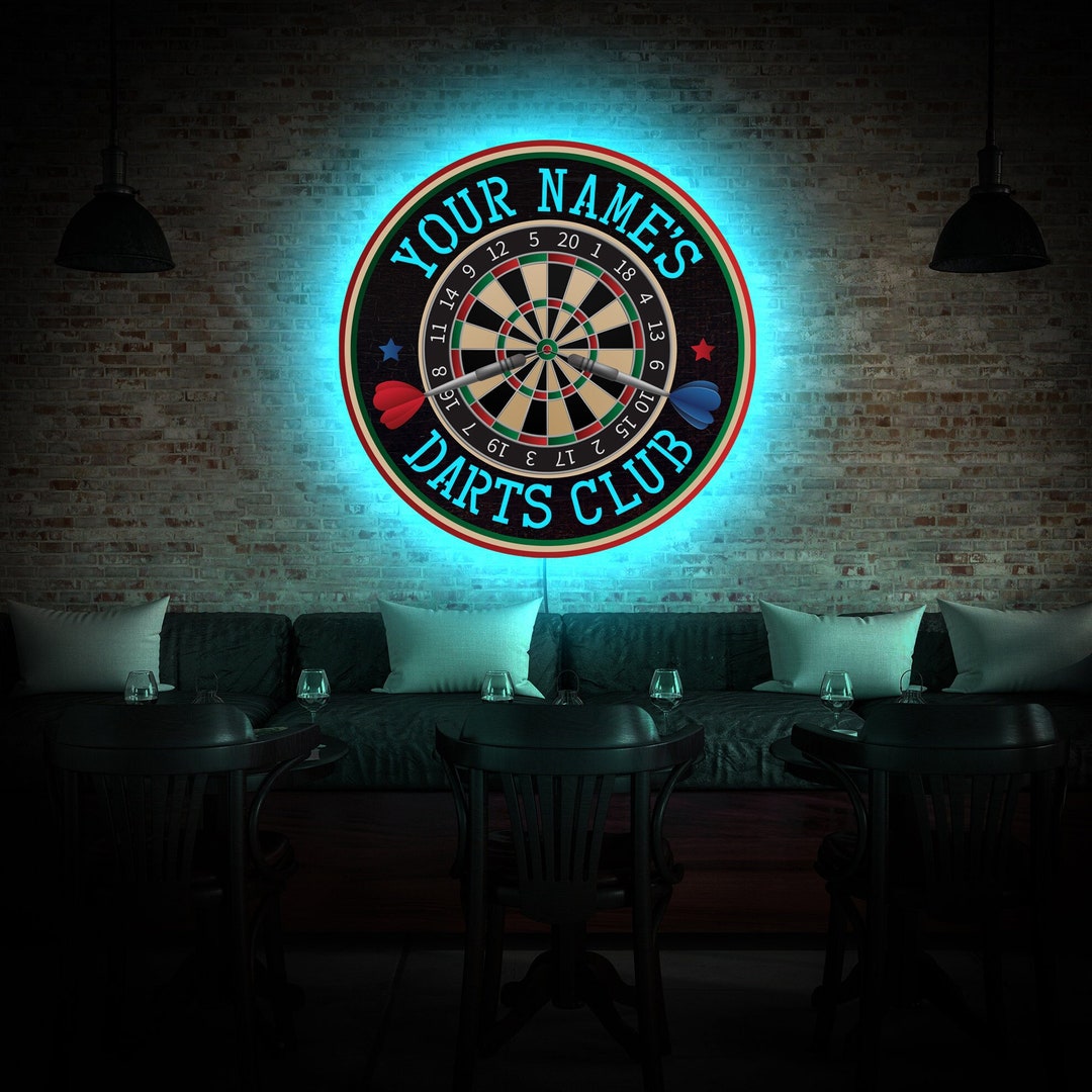 Darts Club Neon Sign, Custom Dart Sign, Personalized Darts Sign, Darts ...
