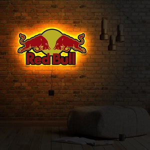 Red Bull Neon Sign, Red Bull Led Sign, Red Bull Logo, Red Bull Gift ...