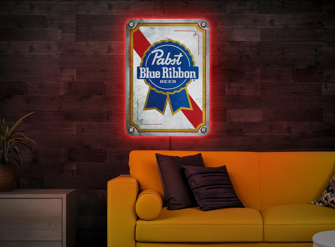 Pabst Blue Ribbon Logo Decor, Pabst Blue Ribbon Neon Sign, Bar Neon ...