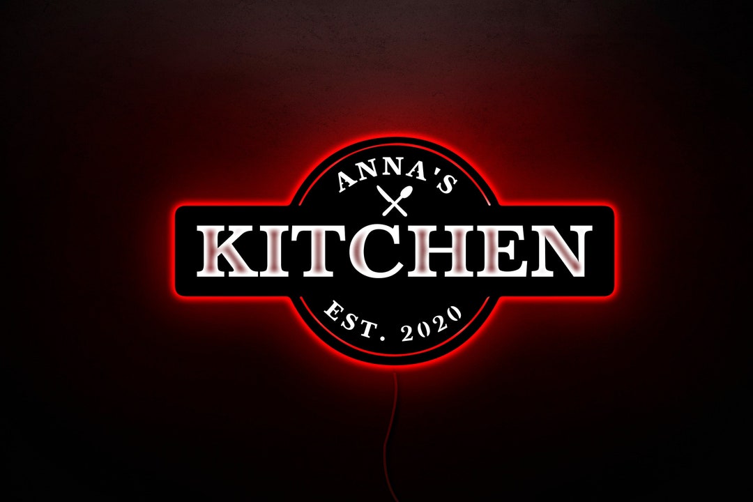 Kitchen Neon Sign, Custom Kitchen Sign, Kitchen Name Sign, Personalized ...