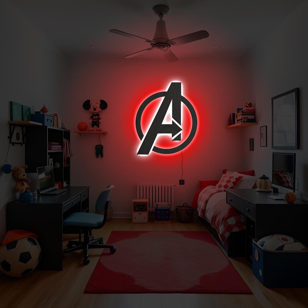Avengers Led Sign, Avengers Neon Sign, Avengers Logo, Superhero Neon ...
