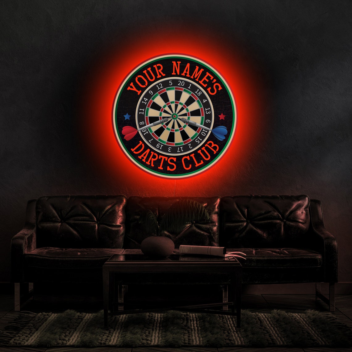 Darts Club Neon Sign, Custom Dart Sign, Personalized Darts Sign, Darts ...
