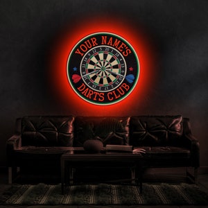 Darts Club Neon Sign, Custom Dart Sign, Personalized Darts Sign, Darts ...