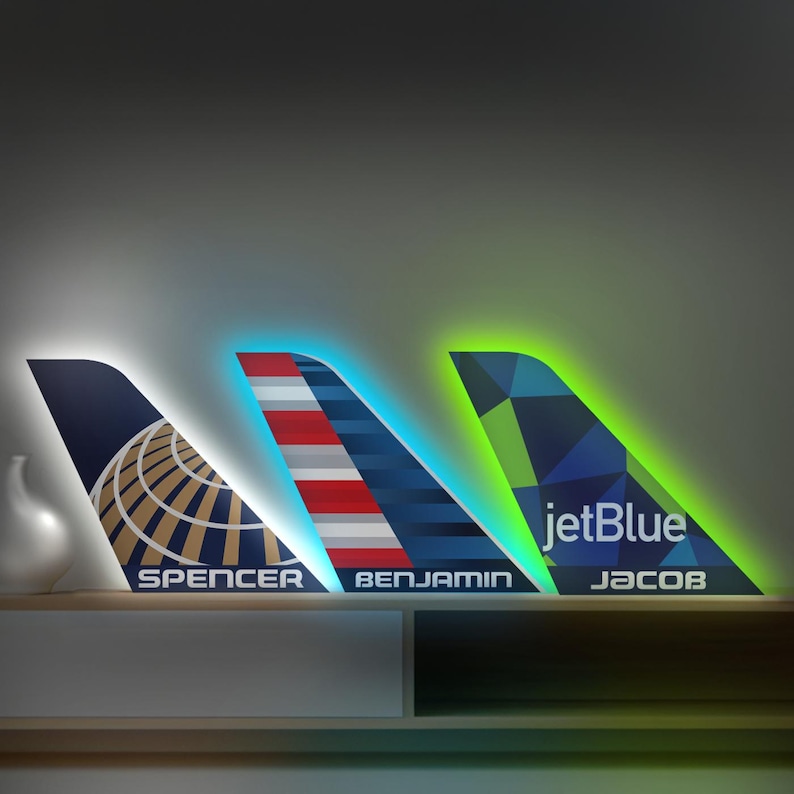 Custom Airline Tail Sign Lighted, Airline Tail Wall Art, Plane Tail ...
