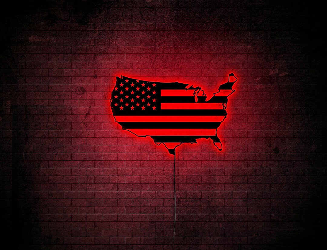 American Flag Neon Sign American Led Sign American Flag Wood - Etsy