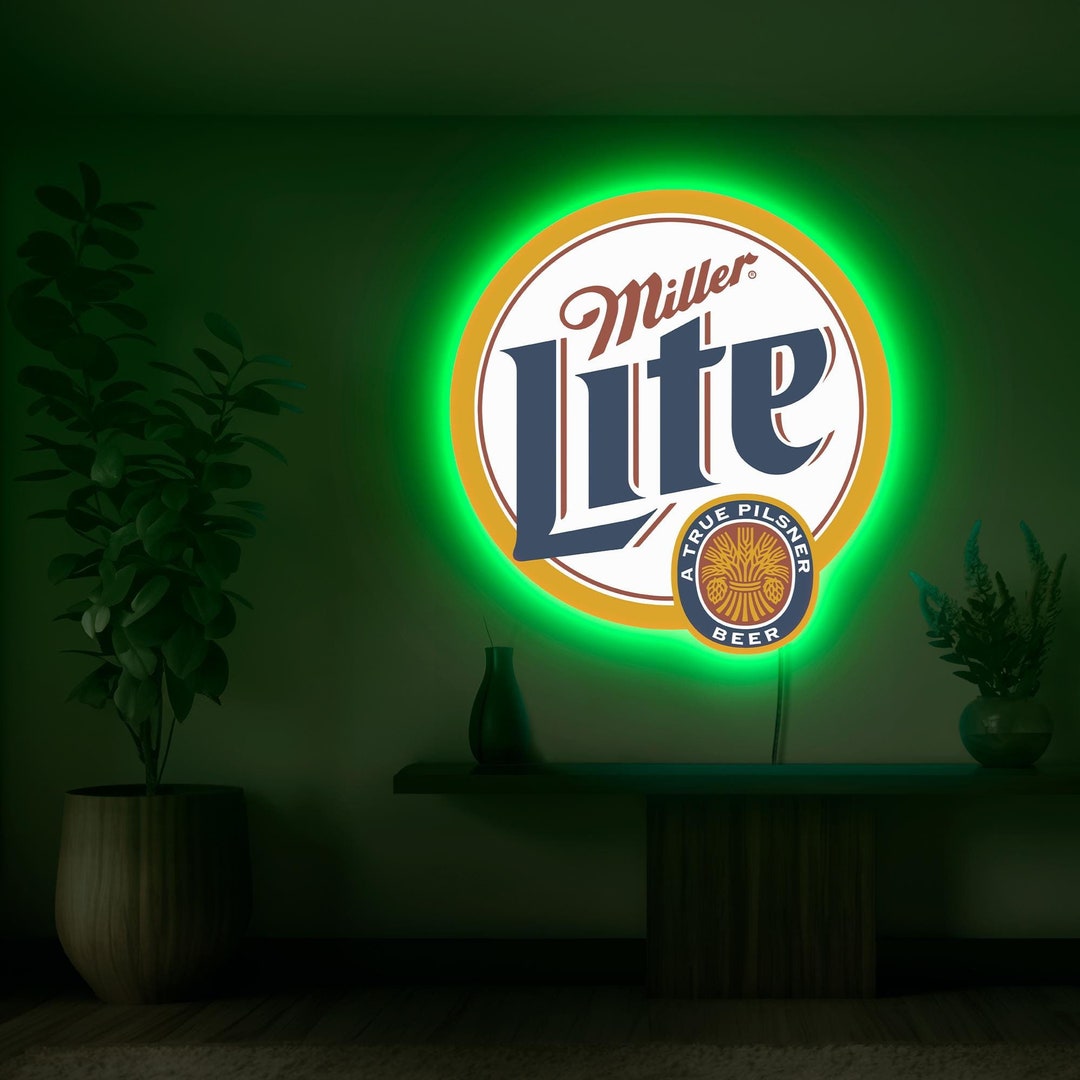 Miller Lite Neon Sign, Miller Lite Logo, Miller Lite Label Sign, Beer ...
