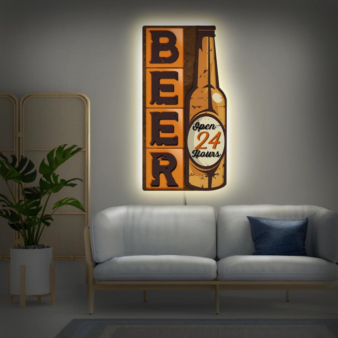 Beer Neon Sign, Bar Neon Sign, Beer Bar Sign, Beer Led Sign, Beer Open ...