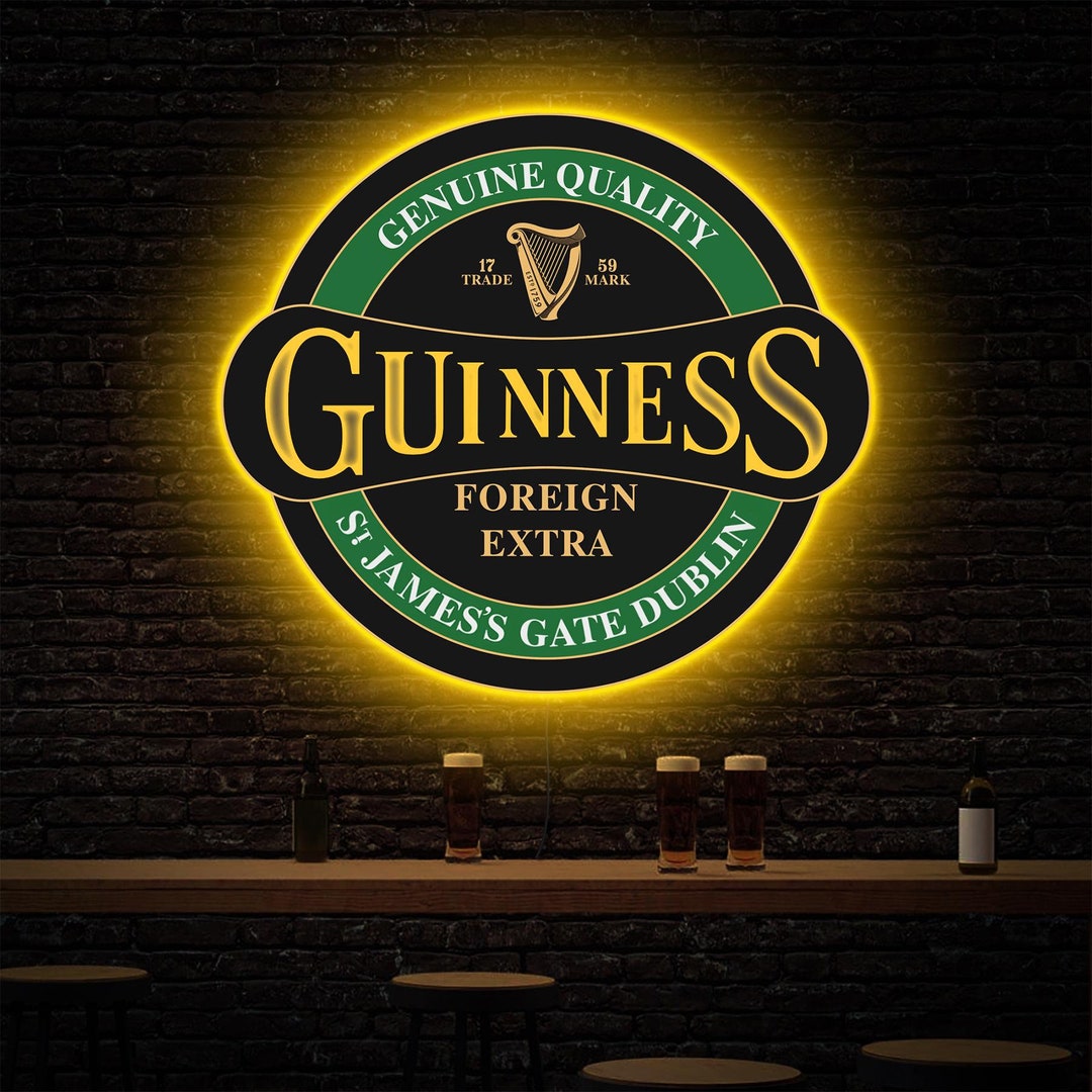 Guinness Neon Light, Guinness Light Sign, Guinness Logo, Beer Neon Sign ...
