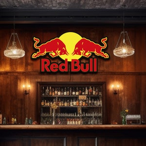 Red Bull Neon Sign, Red Bull Led Sign, Red Bull Logo, Red Bull Gift ...