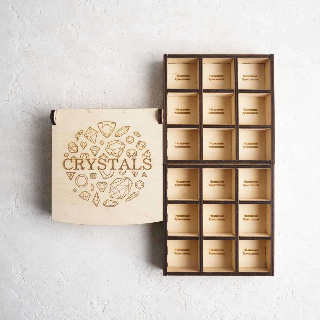 Box With Lid for Stones , Wood Crystal Box Storage, Jewelry Collection ...