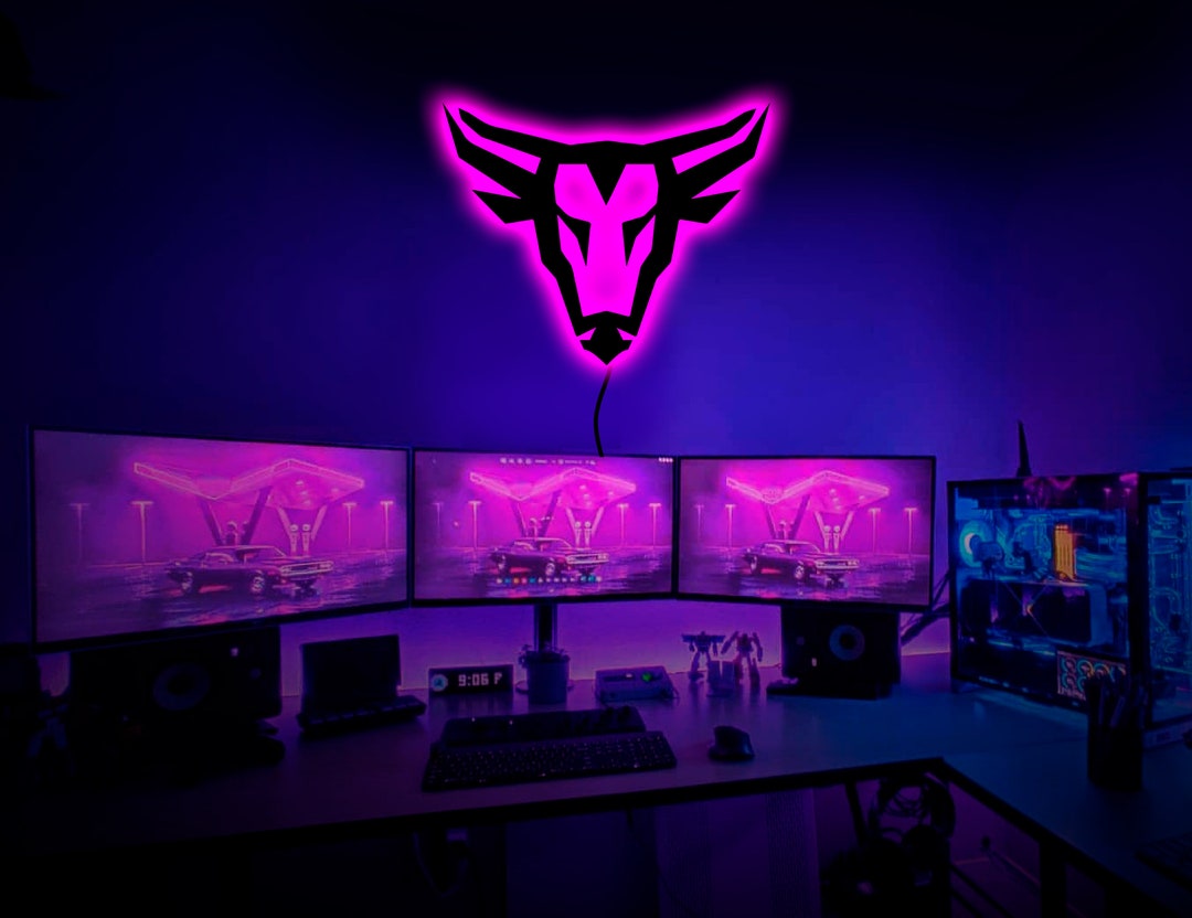Bull Head Neon Light, Bull Head Wall Hanging, Bull Led Light, Bull Led ...