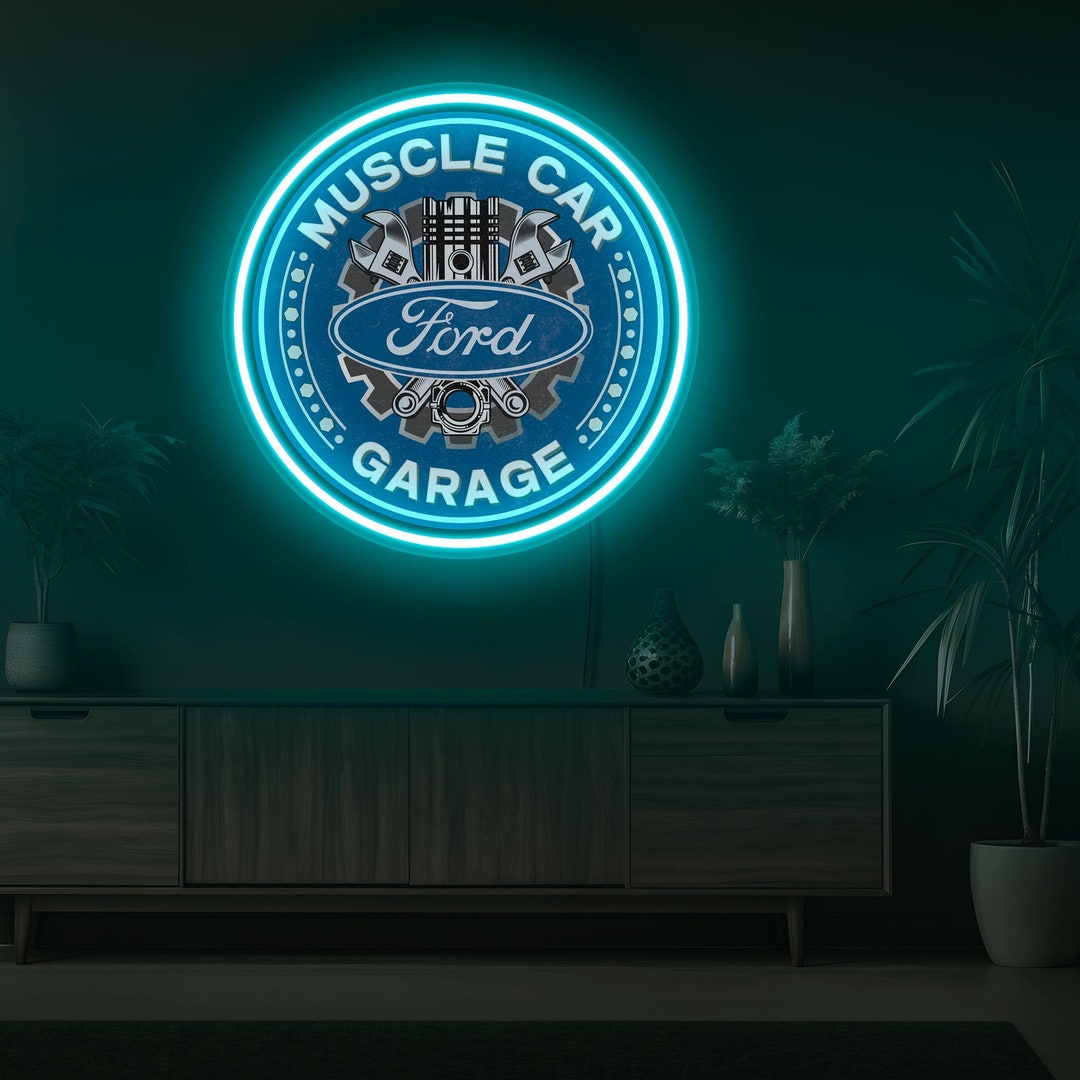 Ford Neon Sign, Ford Led Sign, Ford Logo, Ford Garage Sign, Muscle Car ...