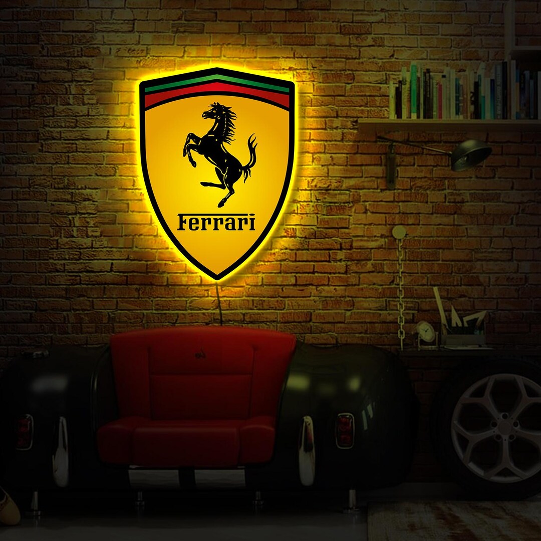 Ferrari Logo Light, Ferrari Neon Sign, Ferrari Car Wall Art,ferrari Led ...