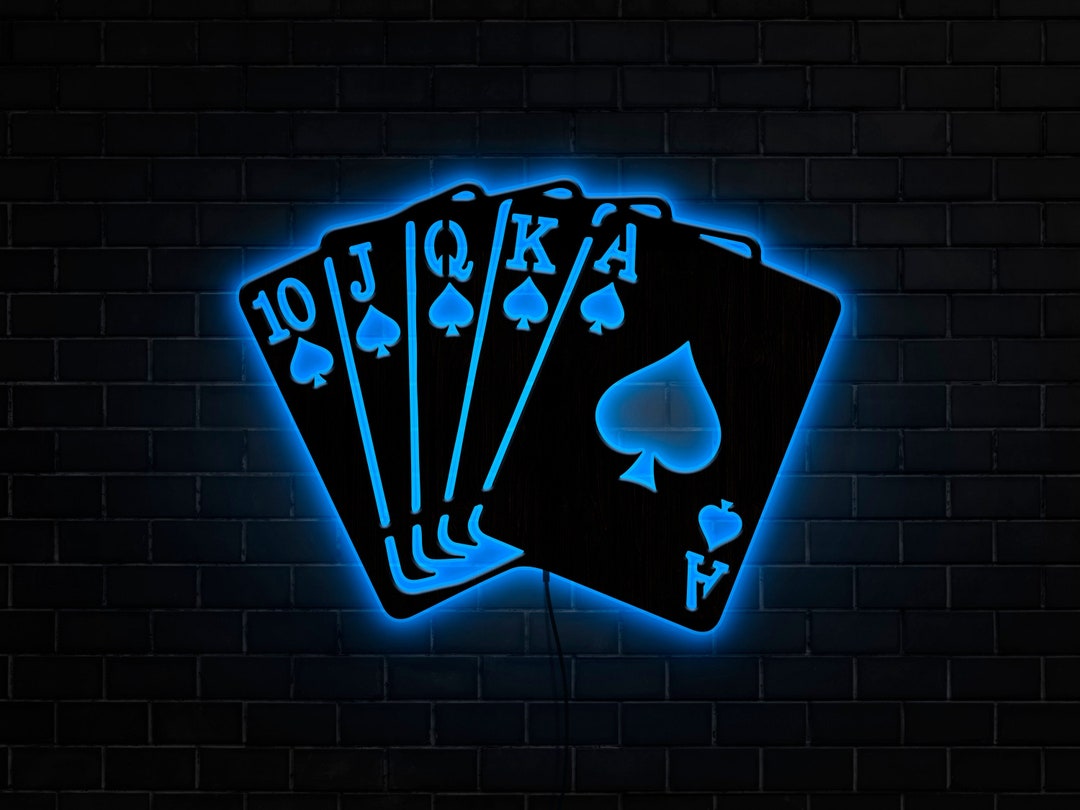 Poker Neon Sign, Poker Cards Sign, Poker Led Sign, Royal Flush Neon ...