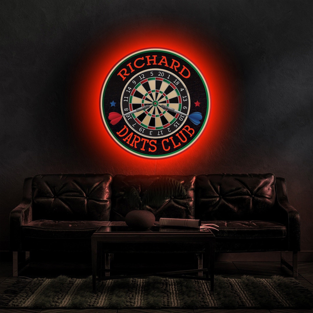 Darts Club Neon Sign, Custom Dart Sign, Personalized Darts Sign, Darts ...