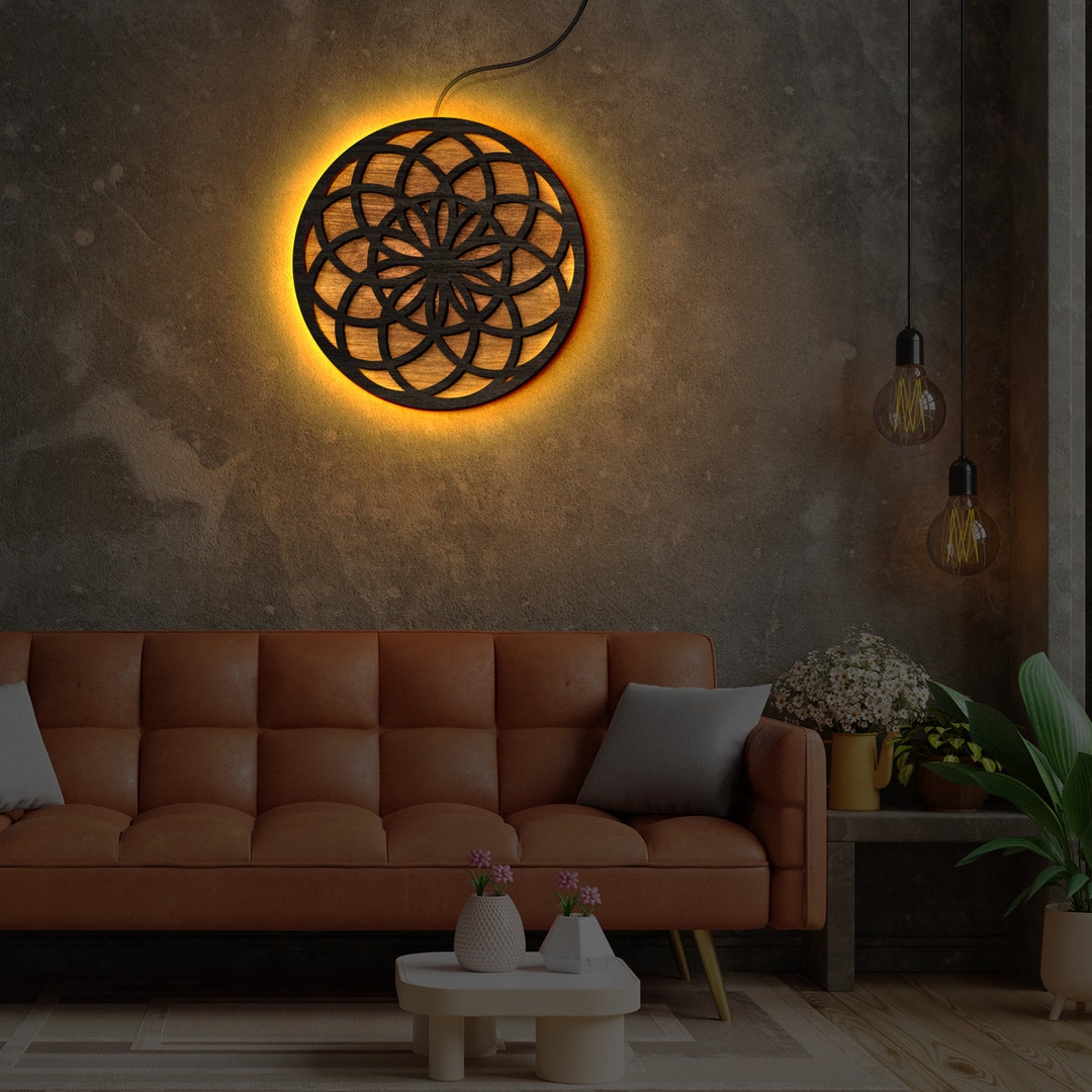 Mandala Wall Decor, Mandala Night Light, Mandala Light Sign, Sacred ...