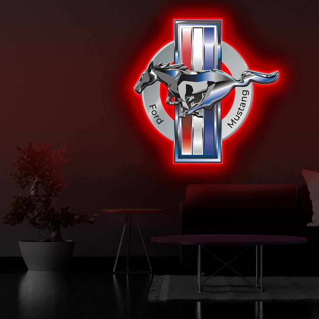 Ford Mustang Neon Sign, Mustang Led Sign, Ford Mustang Logo, Ford ...