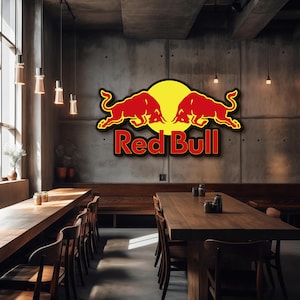 Red Bull Neon Sign, Red Bull Led Sign, Red Bull Logo, Red Bull Gift ...