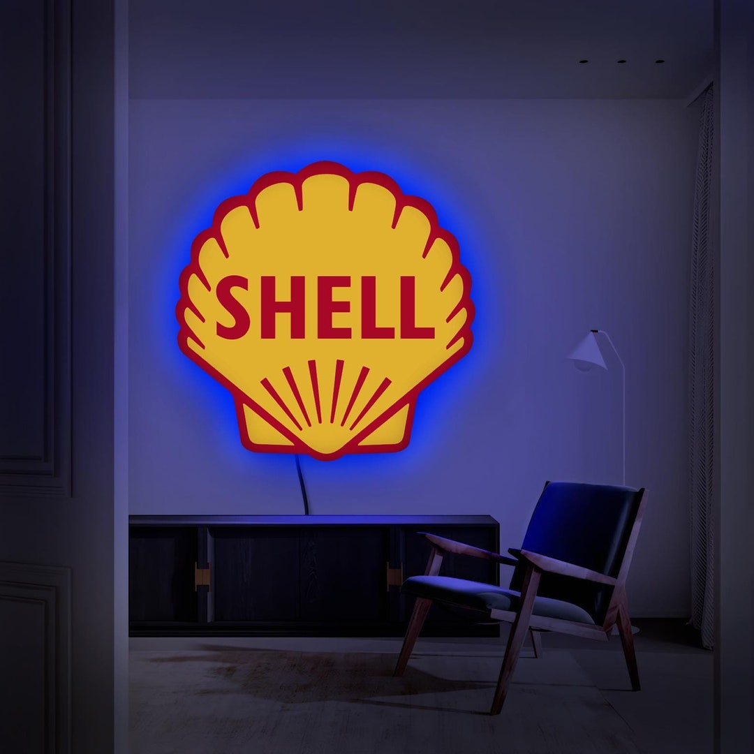 Shell Led Sign, Shell Logo, Shell Neon Sign, Shell Oil Sign, Oil Gas ...
