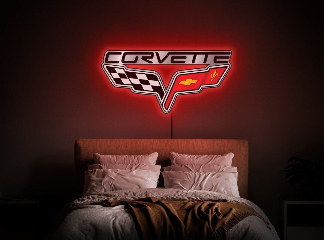 Corvette Neon Sign, Corvette Led Sign, Corvette Logo, Corvette Gift ...