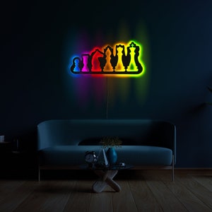 Chess Neon Sign, Chess Wall Art, Chess Wall Decor, Chess Signs, Chess ...