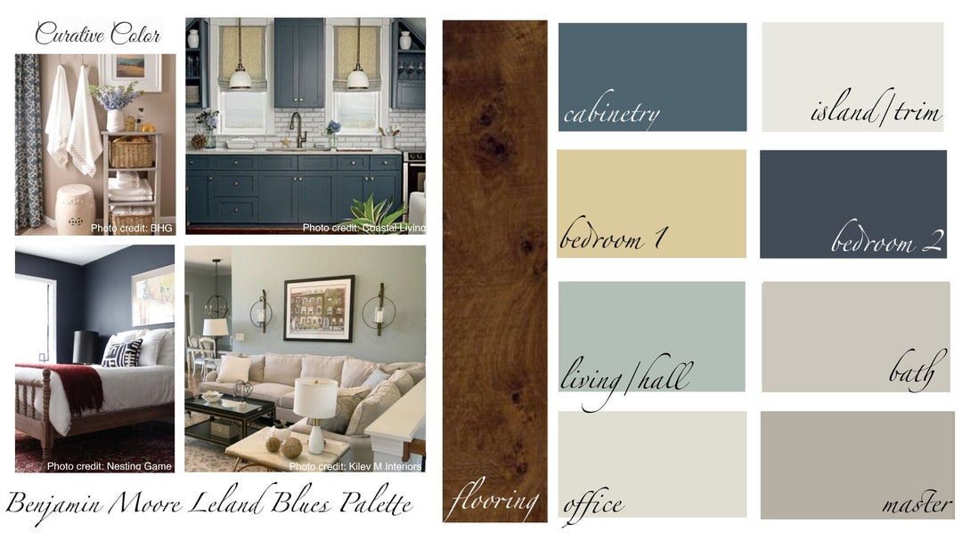 Leland Blues - BENJAMIN MOORE Interior Paint Color Palette - Etsy