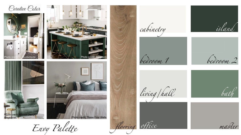 Green With Envy Interior Paint Color Palette - Etsy