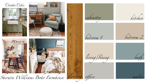 Boho Farmhouse SHERWIN WILLIAMS Interior Paint Color Palette | Etsy ...
