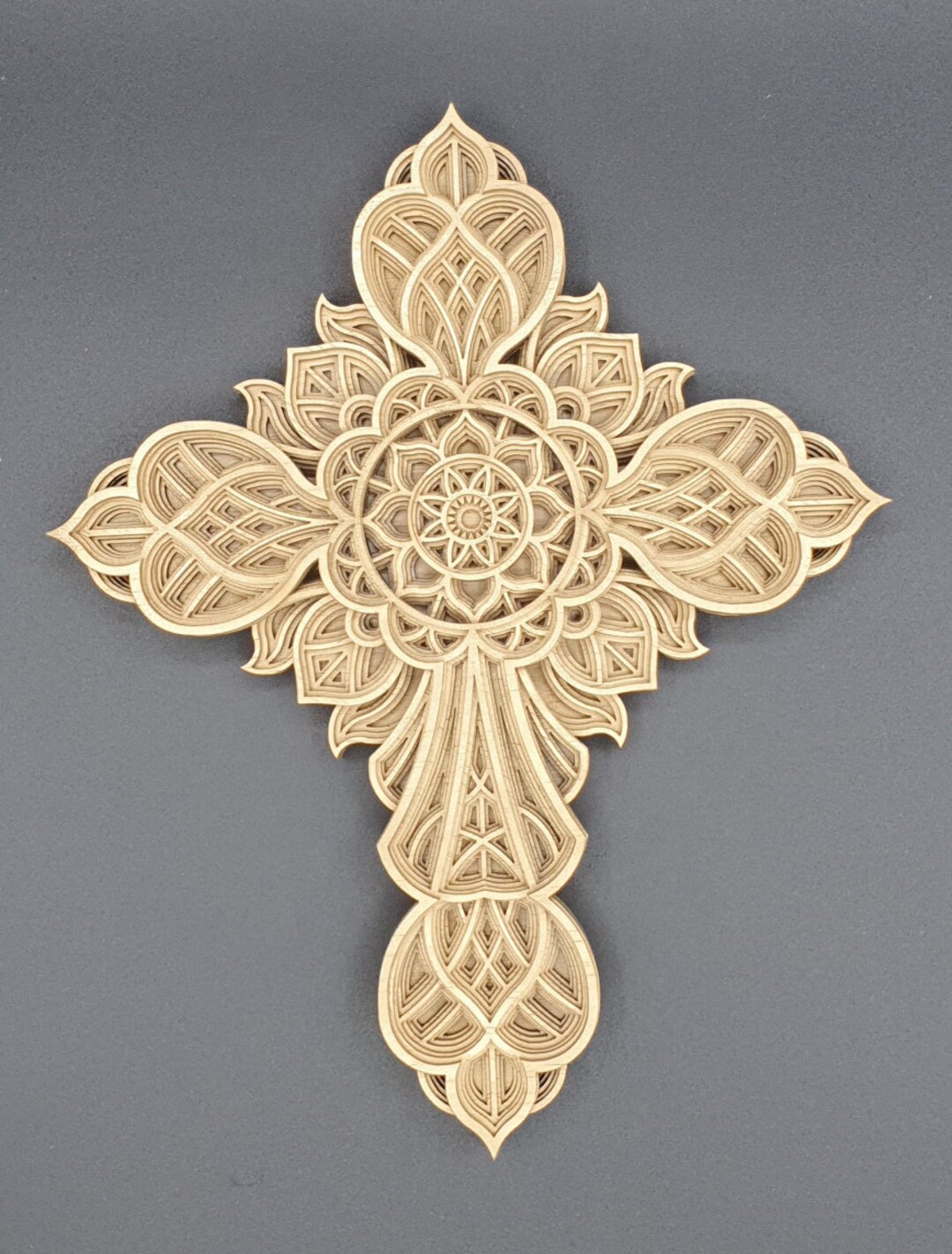 3d-layered-cross Mandala-big-golden - Etsy