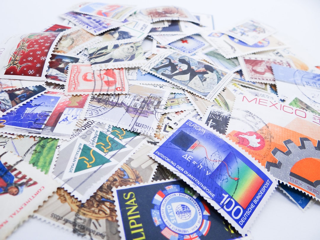 100 Large Assorted Postage Stamps All Different - Etsy
