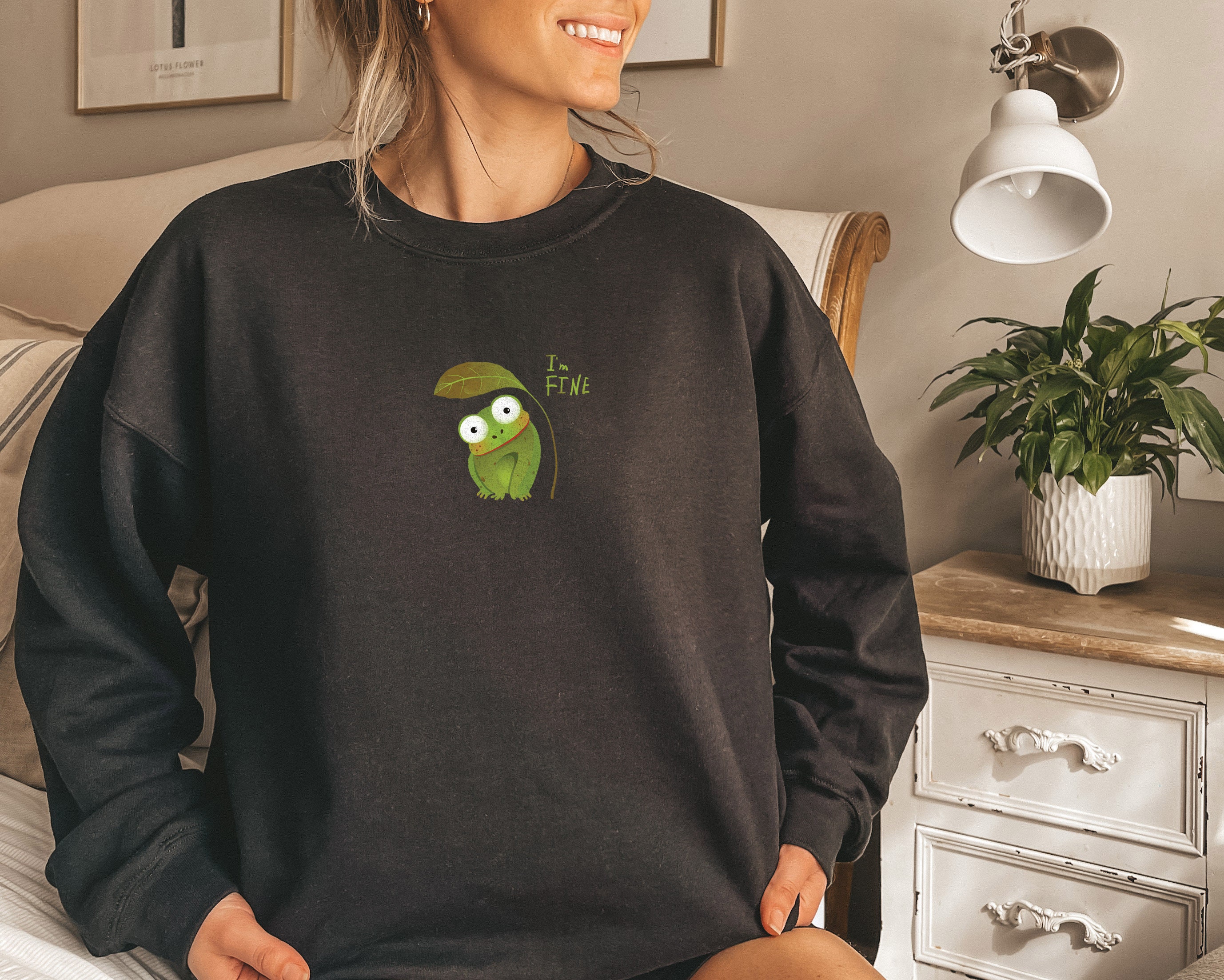 Cute Funny Frog Cartoon Sweatshirt Kawaii Frog Crew Neck Etsy