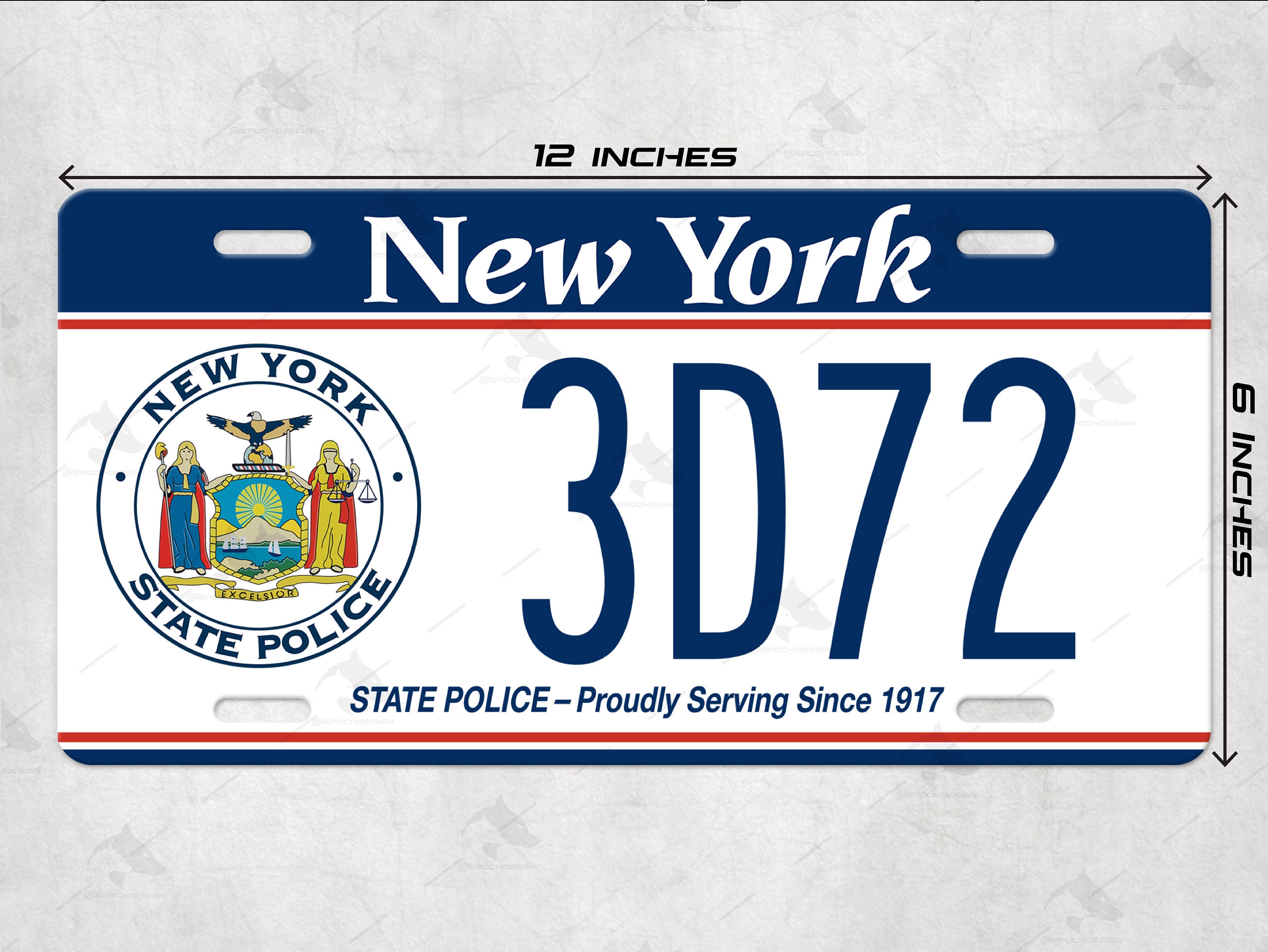 New York State Police Historical License Plate , Customizable 6x12 .032 ...