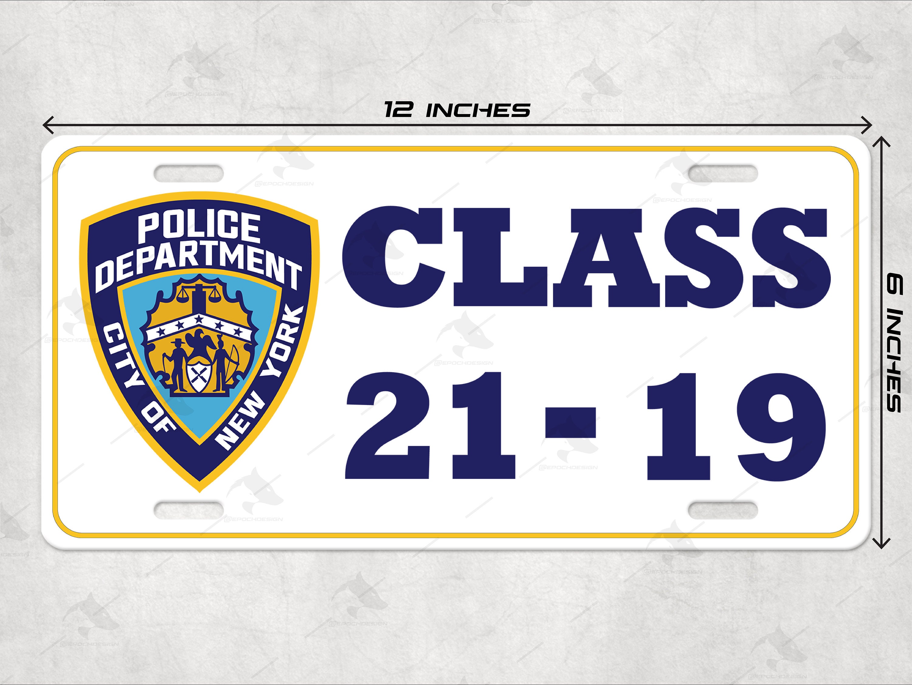 NYPD Police Academy Memorial License Plate , Customizable 6"x12" .032 ...