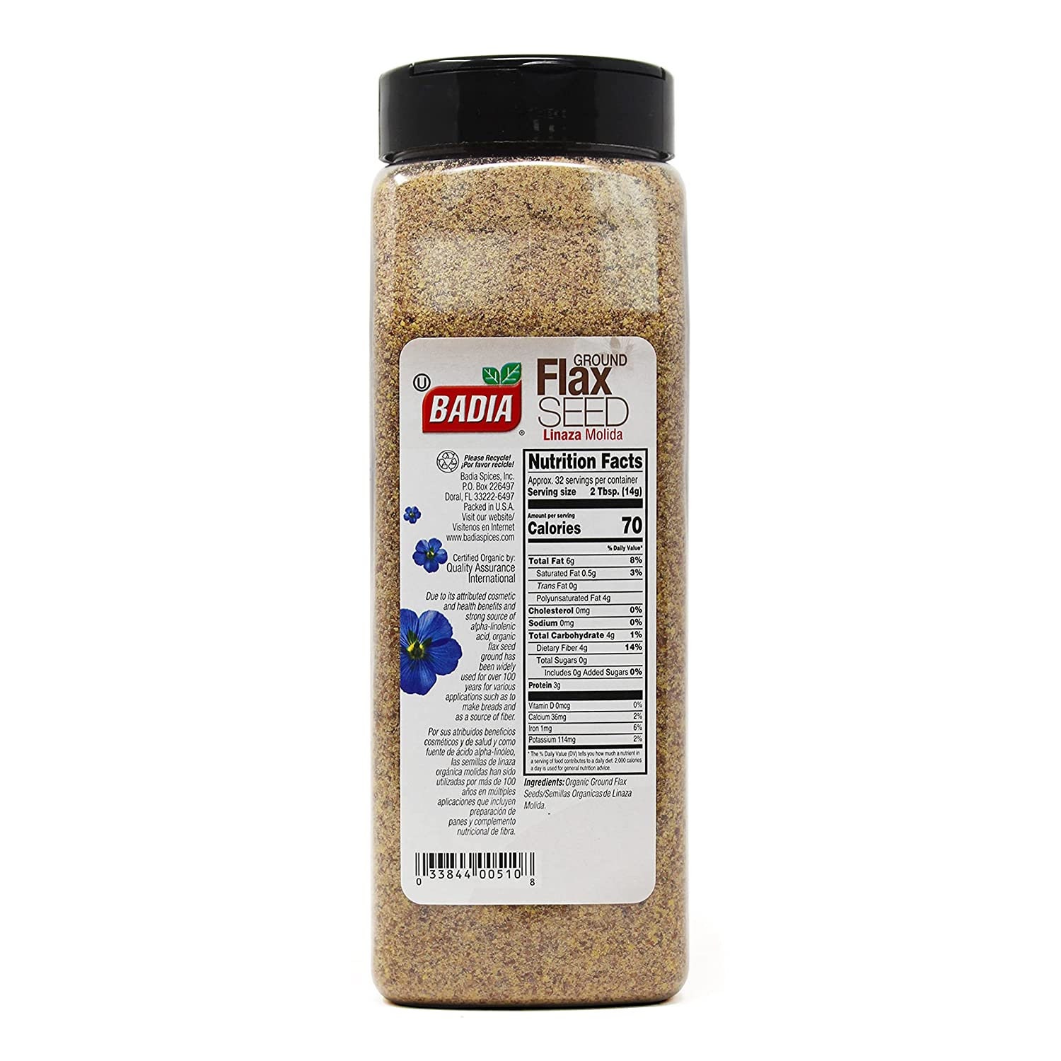 16 Oz Bottle Badia Organic Ground Flax Seed Powder - Etsy
