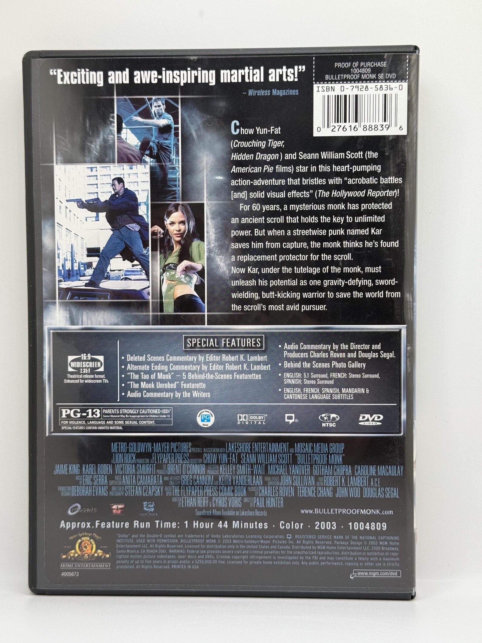 Bulletproof Monk, Special Edition DVD 2003 Chow Yun-fat , Sean, William ...