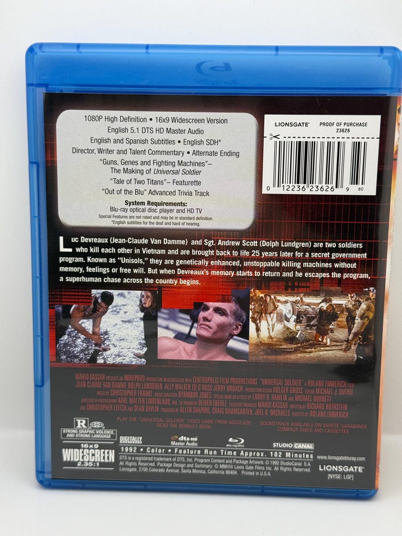 Universal Soldier Blu-ray Movie - Van Damme - Lundgren - Etsy