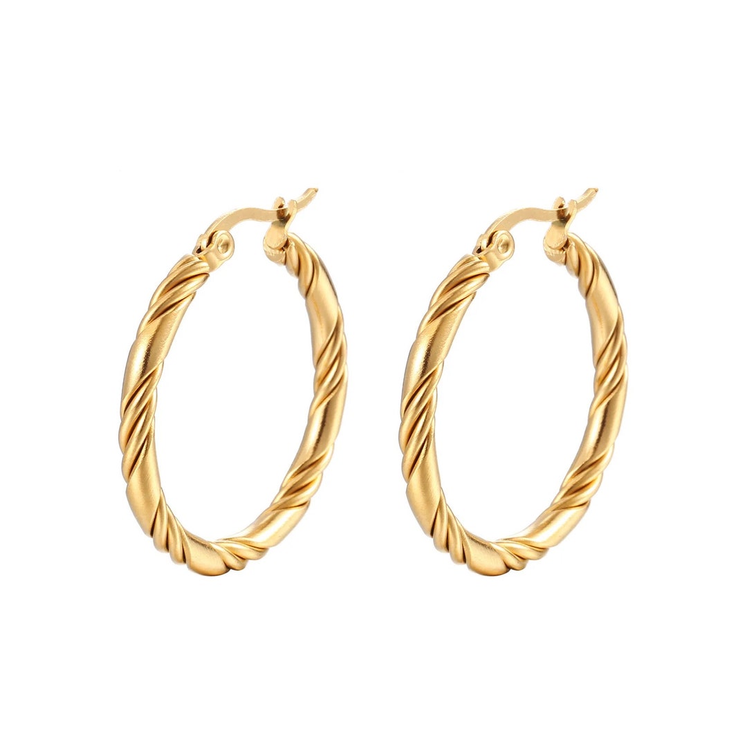 Stainless Steel 18K Gold Plating Hoop Earrings - Etsy
