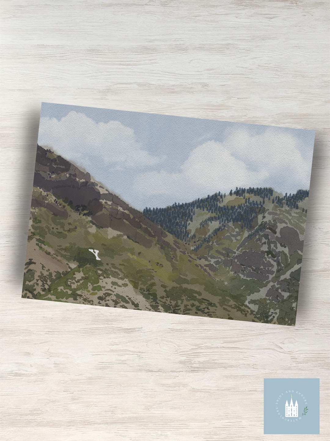 BYU Y Mountain Watercolor Art, Provo Utah Mountain, BYU Art - Etsy