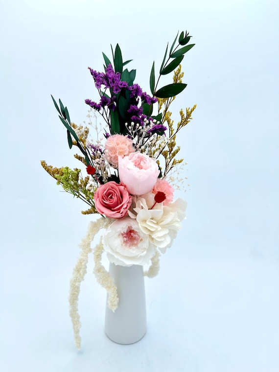 Small Preserved Flower Bouquet in a Vase Arrangement Gift | Etsy