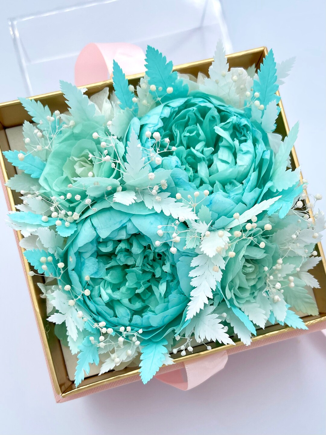 Preserved Peonies Rose Garden Rose Arrangement in a Box Customize Theme ...