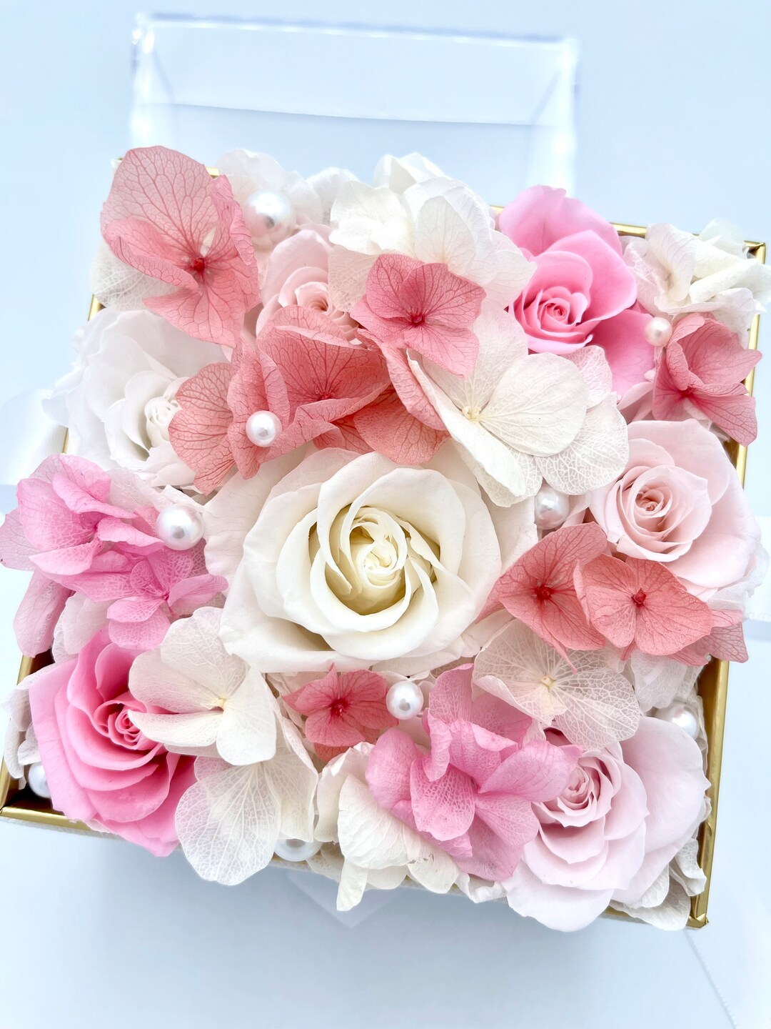 Preserved Roses and Hydrangeas Flowers Gift Box 5.1x5.1 - Etsy