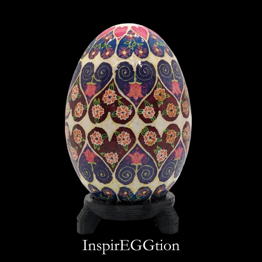 Decorative Goose Egg Pysanky, Hearts and Flowers - Etsy