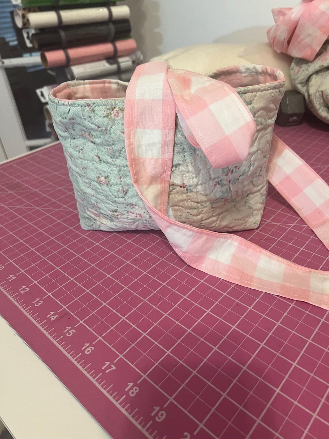Coquette Quilted Book Bag Pink Gingham Lining and Bow Love Shack Fancy ...