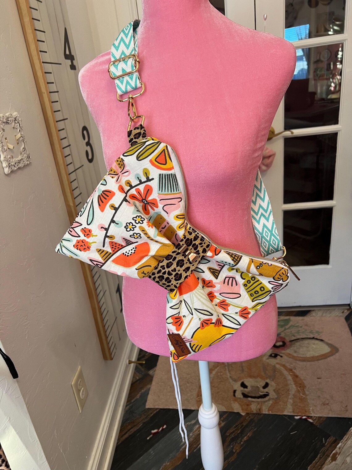 Bow Purse Fanny Pack Crossbody Leopard Accent Hand Sewn - Etsy