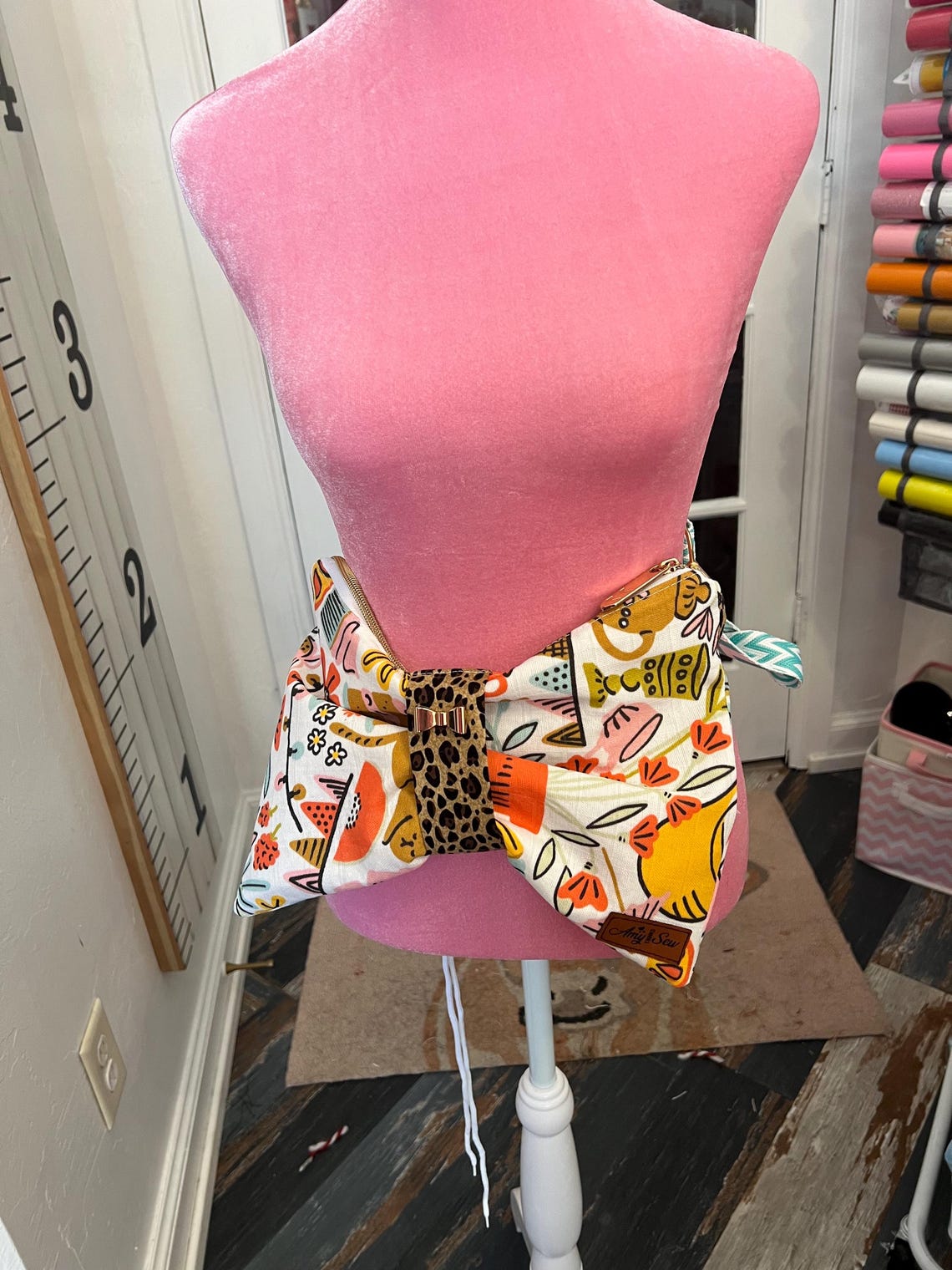 Bow Purse Fanny Pack Crossbody Leopard Accent Hand Sewn - Etsy
