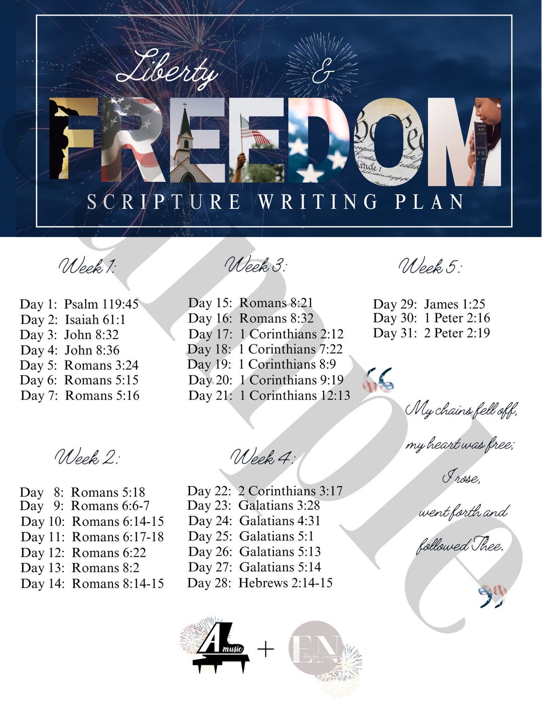 Liberty & Freedom 31-day Scripture Writing Plan - Etsy