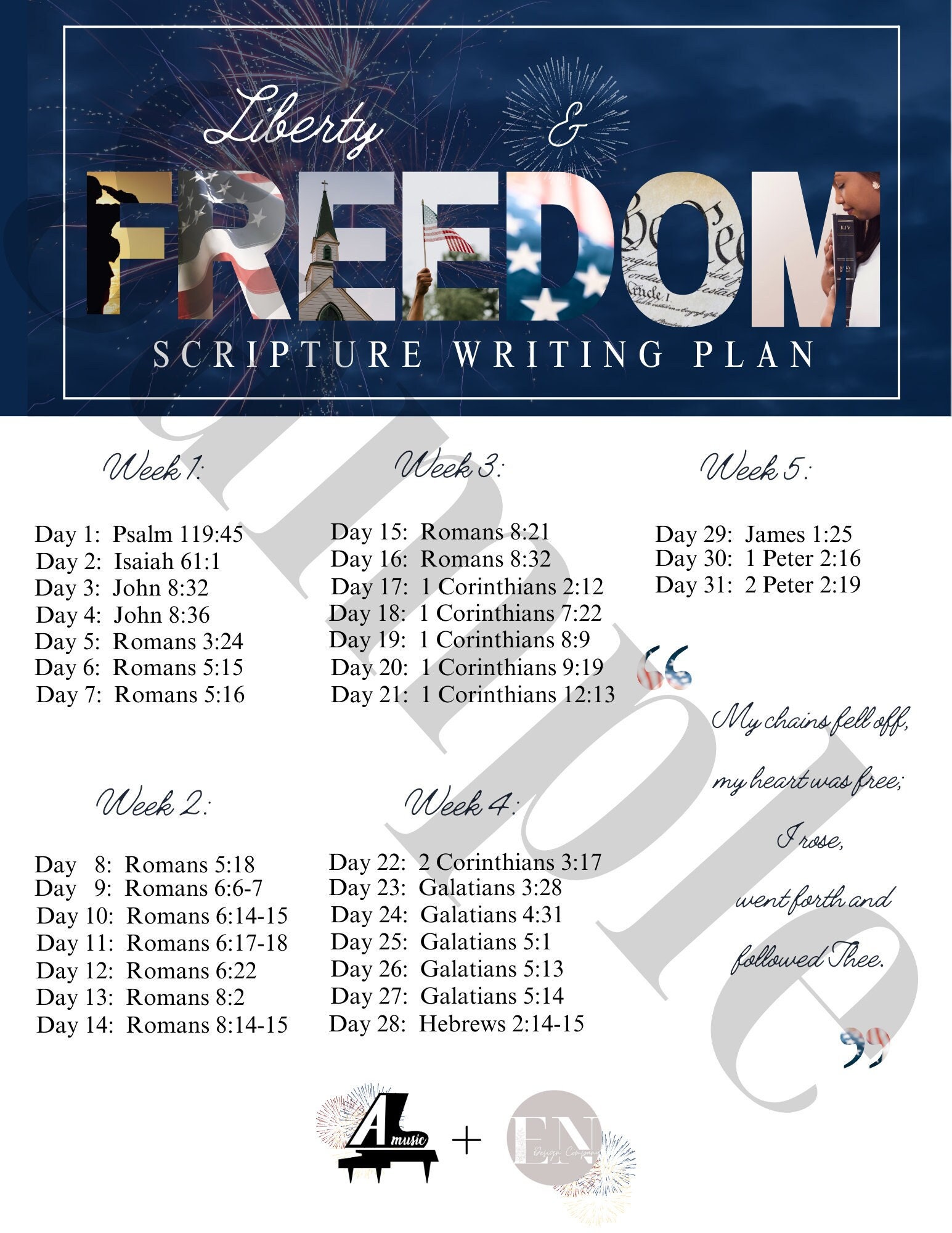 Liberty & Freedom 31-day Scripture Writing Plan - Etsy