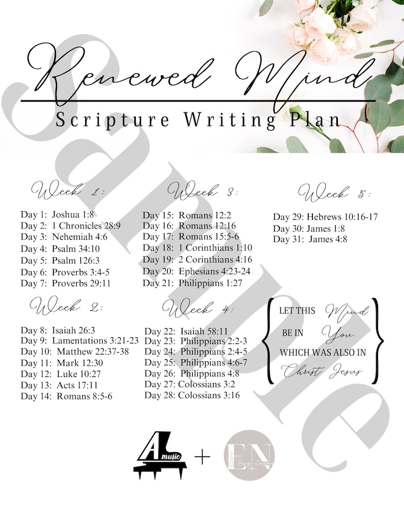 Renewed Mind 31-day Scripture Writing Plan - Etsy