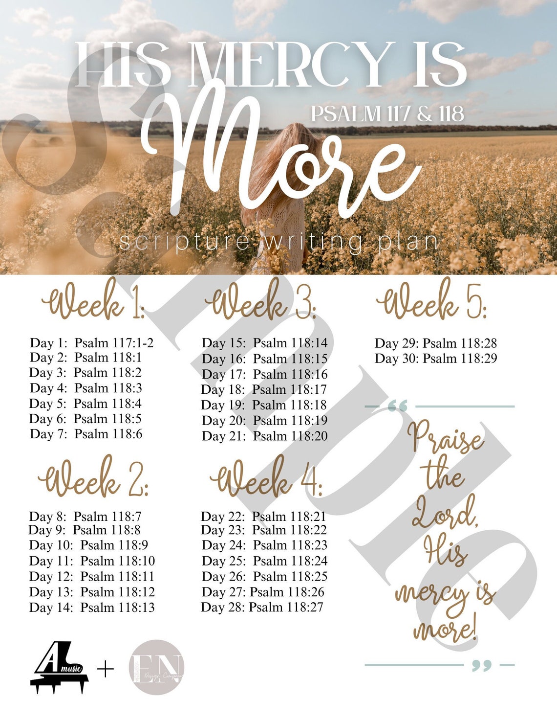 His Mercy is More 30-day Scripture Writing Plan - Etsy